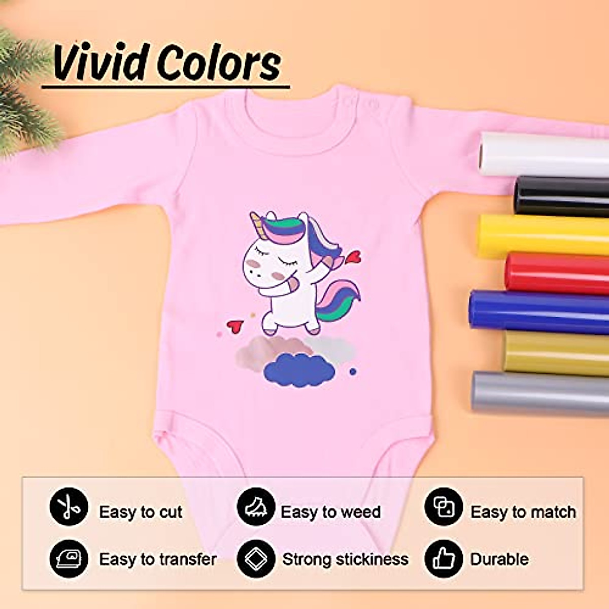 HTVRONT HTV Vinyl Rolls Heat Transfer Vinyl - 12" x 5ft Yellow HTV Vinyl for Shirts, Iron on Vinyl for All Cutter Machine - Easy to Cut & Weed for Heat Vinyl Design (Yellow)