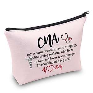 CMNIM CNA Gift Bags Certified Nursing Assistant Gifts Makeup Bag CNA Student Gifts Nursing Cosmetic Bag Zipper Pouch Who Lives To Heal And Love To Encourage (CNA Cosmetic Bag Pink)