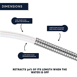 Morvat Stainless Steel Expandable Garden Hose 100 FT, Metal Water Hose Garden hose Water Pipe Flexible Hose ON/OFF Brass Connection, 10 Pattern Hose Sprayer Nozzle, Hose Holder, Washers & Teflon Tape
