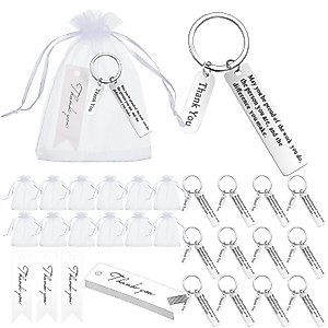 Yinkin 36 Pcs Employee Appreciation Gift Thank You Keychains Thank You Cards and Organza Bags for Coworker Teacher(Silver)