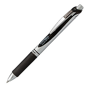 Pentel EnerGel Deluxe RTX Retractable Liquid Gel Pen, 0.7mm, Metal Tip, Black Ink, 2 Pack (BL77BP2A)
