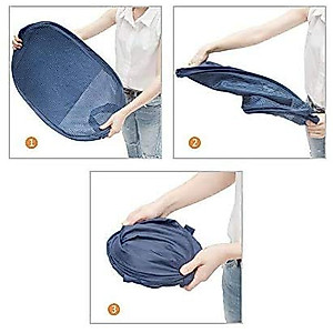 Laundry Hamper for Clothes - Mesh Pop Up Laundry Basket Bag, Portable Collapsible Folding Hampers with Carry Handles, fit College Dorm, Bedroom, Travel, Kids Room (Black)