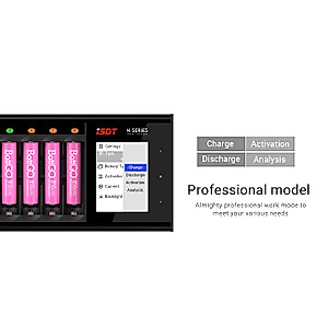 ISDT N16 36W 1.5A 16-Slot Speedy Smart LCD Display Universal Battery Fast Quick Charger for Rechargeable Batteries AA AAA Li-lon LiHv Ni-MH Ni-Cd Nizn LiFePO4 with AC Wall Adapter