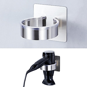 XILIMEN Hair Dryer Holder Wall Mounted, Bathroom Blow Dryer Holder, Stainless Steel Hair Blow Dryer Rack Organizer, Adhesive Hairdryer Holder for Bathroom Barber Shops, Hair Dryer Storage