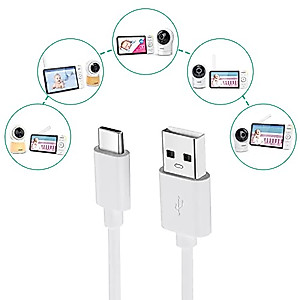 Smays Power Cord Replacement for Vtech Baby Monitor RM5764/RM5754/RM7764, USB-C Charger Cable 6 ft
