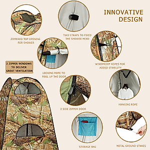 LUVNFUN Privacy Shower Tent – Pop Up Changing Tent Camping Shower Toilet Tent Portable Shelters Room 6.2 FT Tall - Color Forest