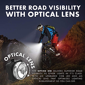 OPTIKS 210 Front & Rear LED Bike Light USB Rechargeable Compact (2 Pack)