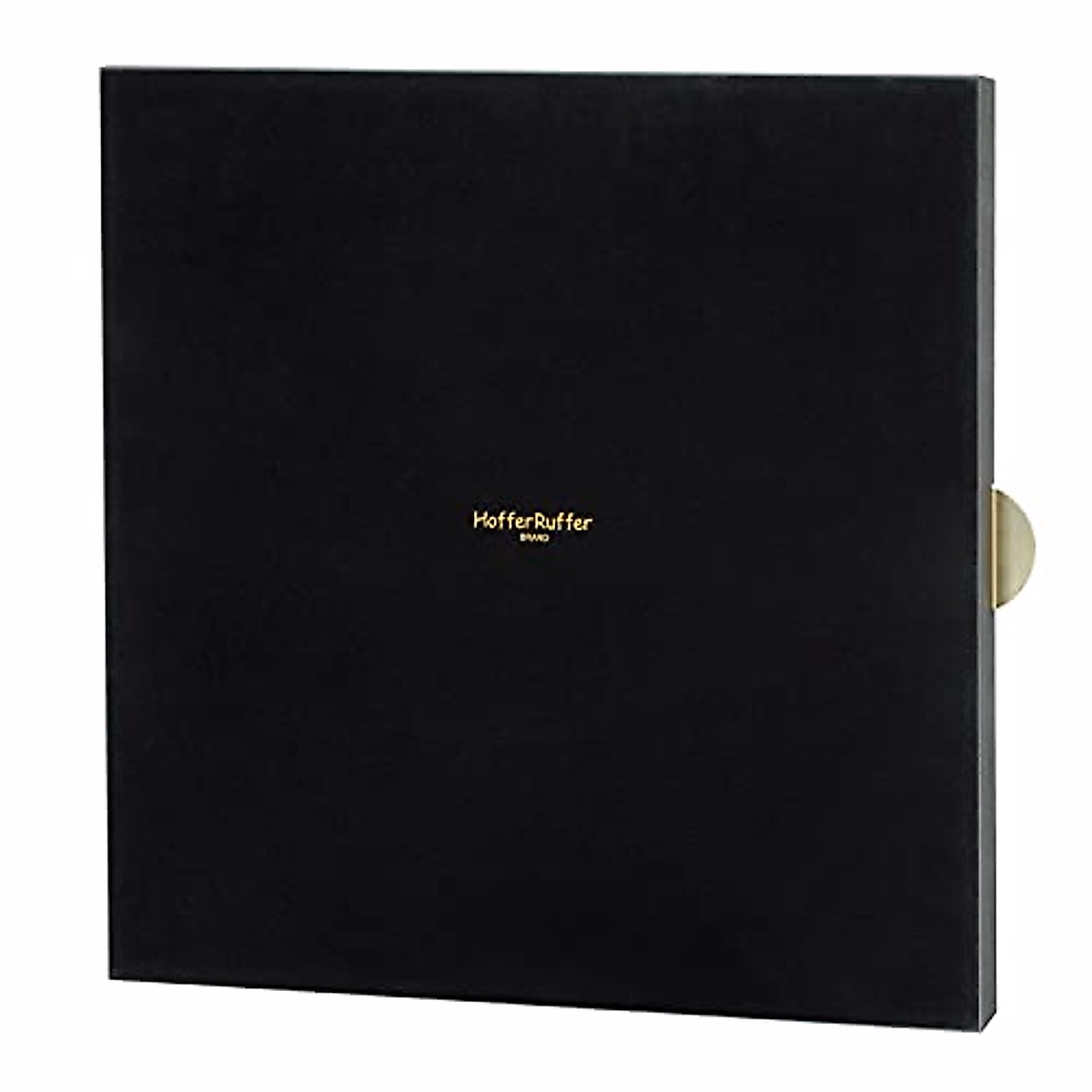 HofferRuffer Extra Large Square Serving Tray, Elegant Faux Leather Ottoman Tray with Gold Hardware Handles, Serve Tea, Coffee or Breakfast in Bed, 23.6 x 23.6 inches (Large Square)