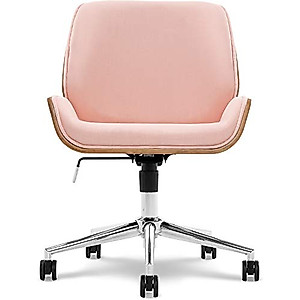 Elle Decor Ophelia Low-Back Task Modern Bentwood Home Office Armless Desk Chairs in Chrome Finish, French Pink 22.75D x 22W x 44H in