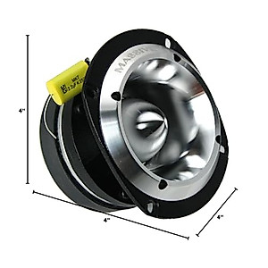 Massive Audio T50 – 60w / 300 Watts Peak Super Bullet Car Audio Tweeter, Titanium Diaphragm, 44.4mm Aluminum Phase Plug, 8 Ohm (Sold as Each)