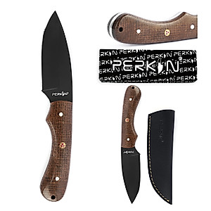 Perkin Hunting Knife With with Leather Sheath Full Tang Fixed Blade Knife Bushcraft Knife Skinning Knife - SINNER65