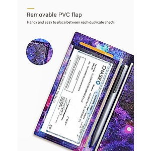 Zreal Checkbook Cover for Men & Women, Premium Vegan Leather Checkbook Holder Slim Wallets for Top & Side Tear Duplicate Checks with RFID Blocking (Starry)