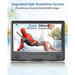Arafuna 12.5" Portable DVD Player for Car, 10.5" HD Swivel Screen with Car Headrest Holder, 5-Hour Rechargeable Battery, Support USB/SD/Sync TV, Regions Free, Last Memory