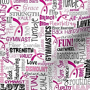 Spoonflower Fabric - Gymnastics Pink Gymnast Printed on Petal Signature Cotton Fabric Fat Quarter - Sewing Quilting Apparel Crafts Decor