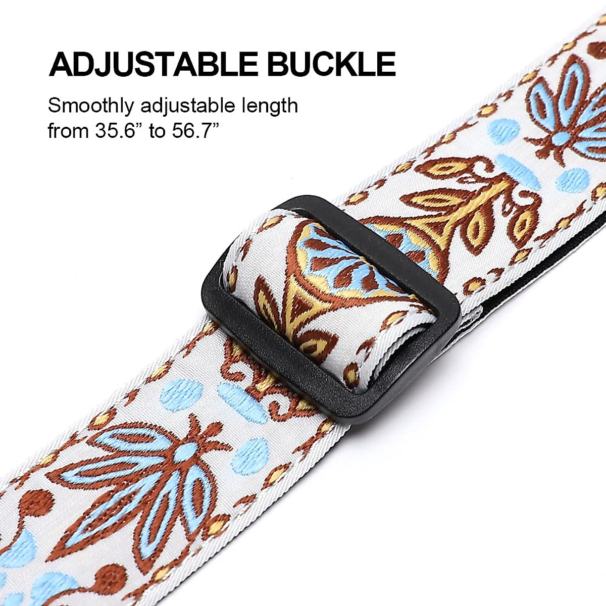 Ukulele Strap No Drill, IHOBOR Adjustable Double J Hook Uke Shoulder Strap, Premium Jacquard Dandelion Clip on Ukelele Strap, Easy to Use and Fit Most Standard Uke Sizes