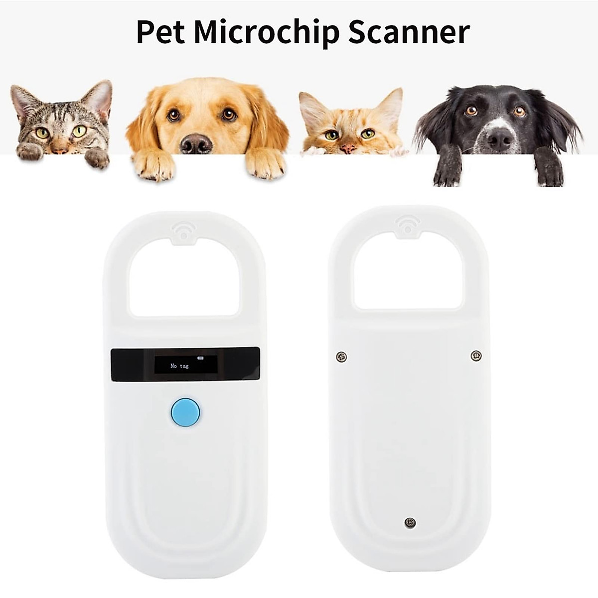 ASHATA Pet Microchip Scanner, Rechargeable Animal Chip ID Scanner OLED Display Support FDX B ISO11784 / 11785 EMID Handheld RFID Reader for Animal/Pet/Dog/Cat