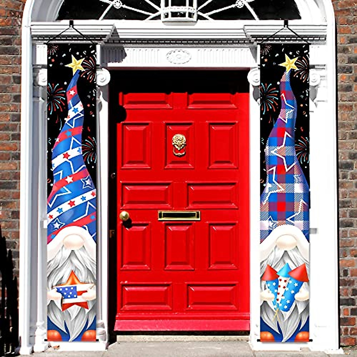 Labor Day Patriotic Banner Decorations Blue Red American Gnome Welcome Banners 4th of July Independence Day Gnomes Porch Signs for Memorial Day Party Home Decorations Party Supplies