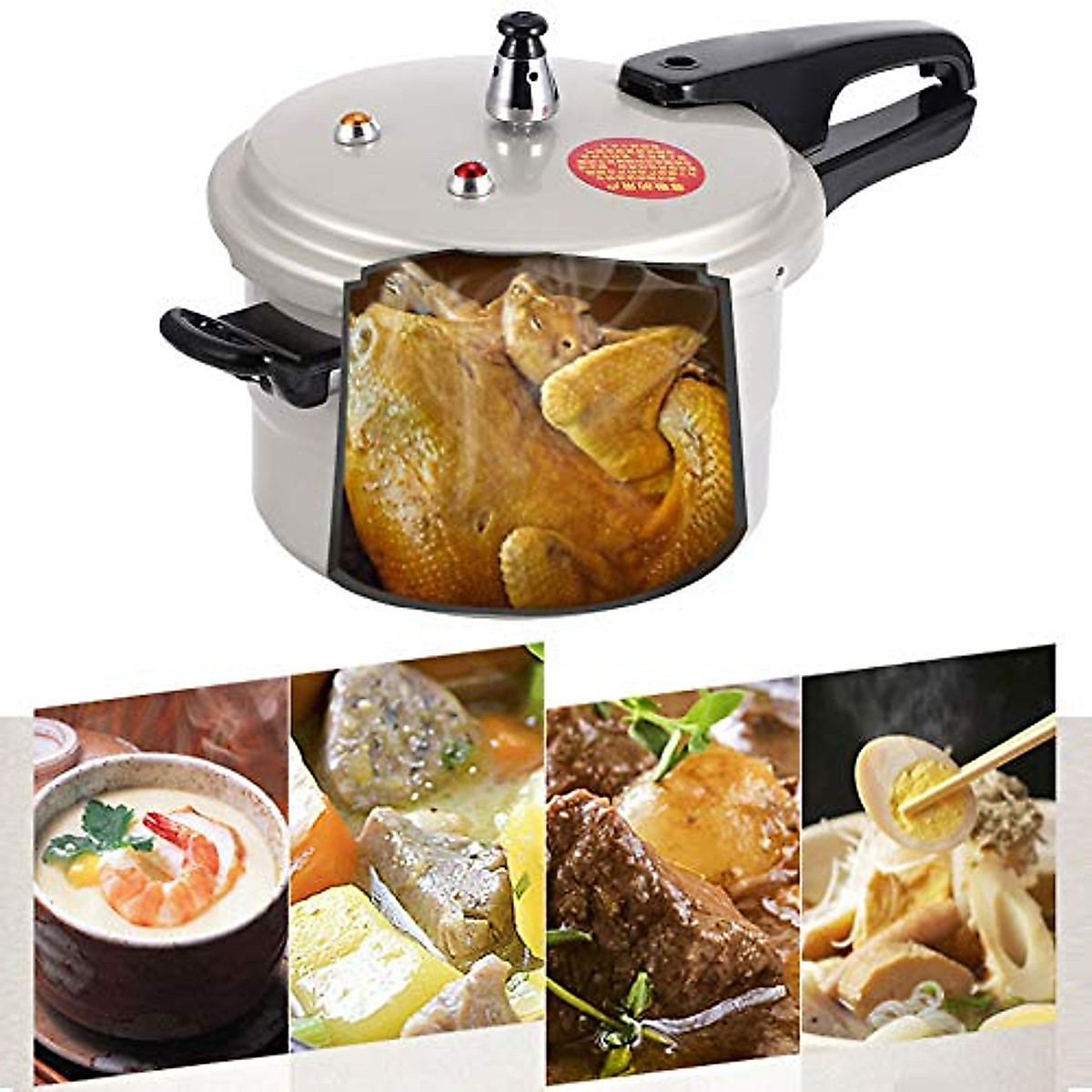 Jeanoko Explosion-Proof Household Pressure Cooker with Aluminum Alloy Steaming Layer Pressure Cooker for Gas Electric Ceramic Stove(20cm) Home Kitchen Dining Cookware Pots Pans Pressure Cookers