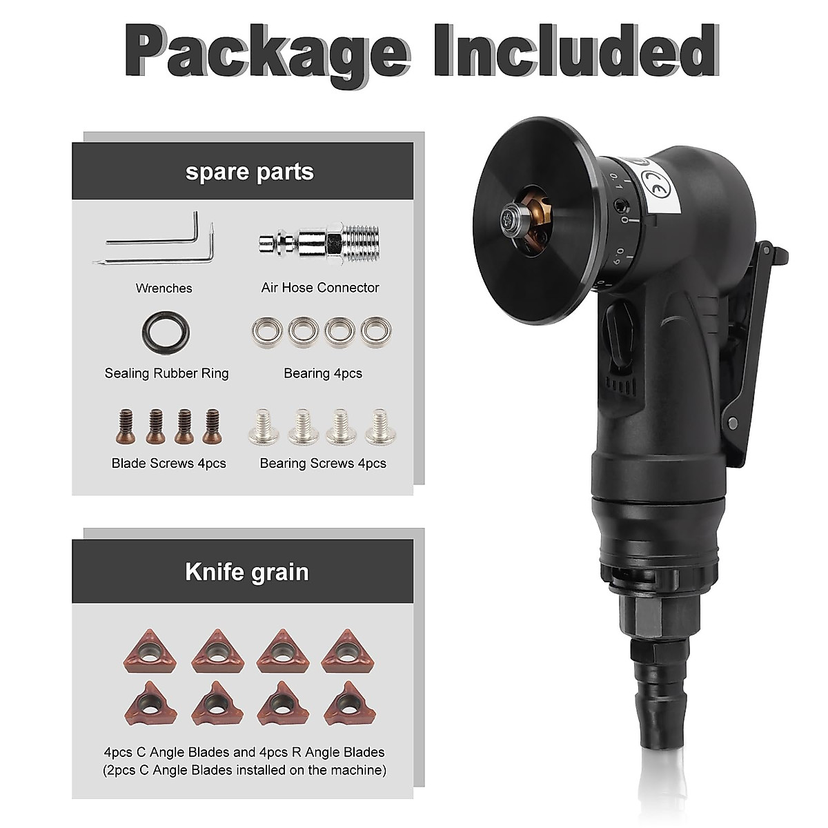 2 in 1 Pneumatic Chamfering Tool,Mini Handheld Air Chamfering Machine for Metal Wood Round Corner,45° Arc Corner Beveling Trimming (Black)