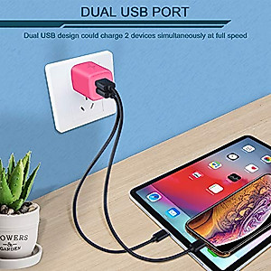 Wall Charger, AILKIN USB Plug Fast Charging Block, Power Adapter Cube 2 Port Charge Travel Brick Cell Quick Chargers Box for iPhone 15/14/13/12 Pro/SE/11Pro Max/XR, Samsung Galaxy S22 S7 S6, HTC, LG