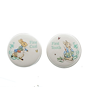 Enesco Beatrix Potter Peter Rabbit Tooth and Curl Boxes Baby Nursery Keepsake Set, 1.26 Inch, White (A25866)