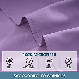 MEISHANG King Size Sheet Set, Soft Breathable Cooling Brushed Microfiber Bed Sheets, Hotel Luxury Egyptian Sheets with 16 Inch Deep Pocket, Wrinkle Free, 4 Pieces (King, Purple)