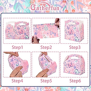 Butterfly Birthday Party Supplies Butterfly Party Favor Box, Gift Box, Treat Boxes, Candy Box for Butterfly Birthday Party Decorations, Mix 3 designs, 24Pack.