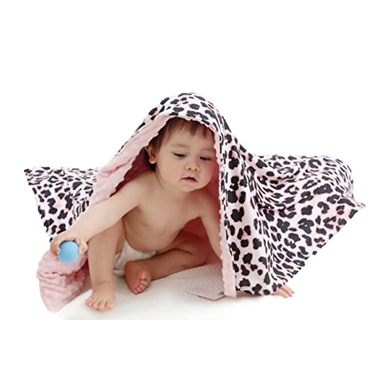 Messy Code Baby Blanket Super Soft Minky Plush Blanket with Double Layer Dotted Backing for Babies,Pink Leopard Printed Reversible Blanket 30x40 Inch