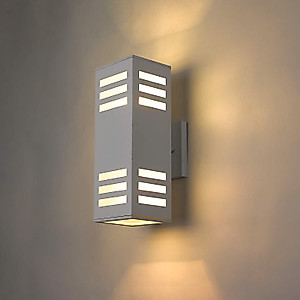 harriet Outdoor Wall Lights, Modern Outdoor Wall Sconces Aluminum Waterproof, 13" Rectangular Porch Light Up and Down Lighting for Outdoor Wall Mount, White