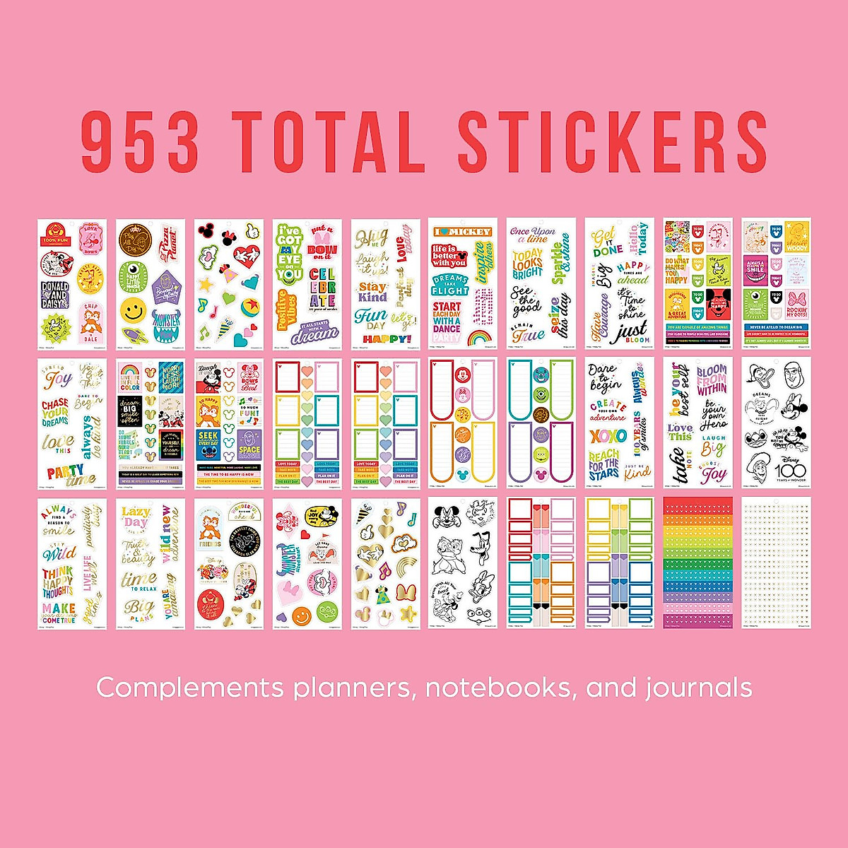 Happy Planner Disney Sticker Pack, Easy-Peel Multicolor Stickers for Journals, Planners, and Calendars, Scrapbook Accessories, Happy Faces Theme, 30 Sheets, 953 Stickers Total