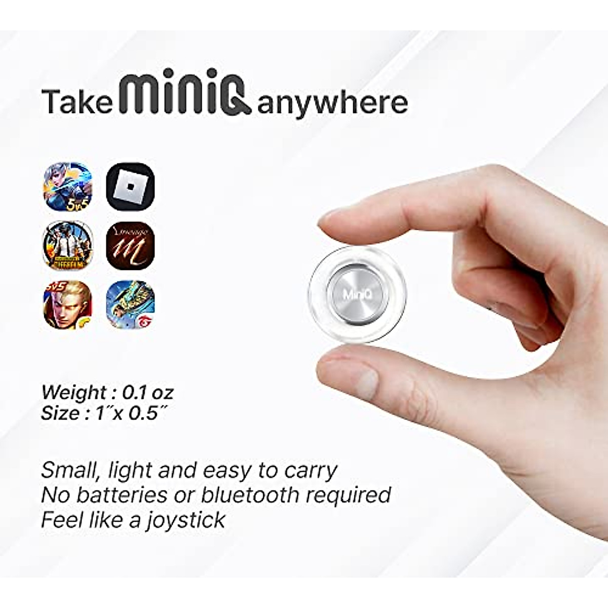 MiNiQ Mobile Phone Game Joystick for iPhone iPad Android Smartphone Tablet Gaming Control with White Solid Vanity Mirror Carrying Case