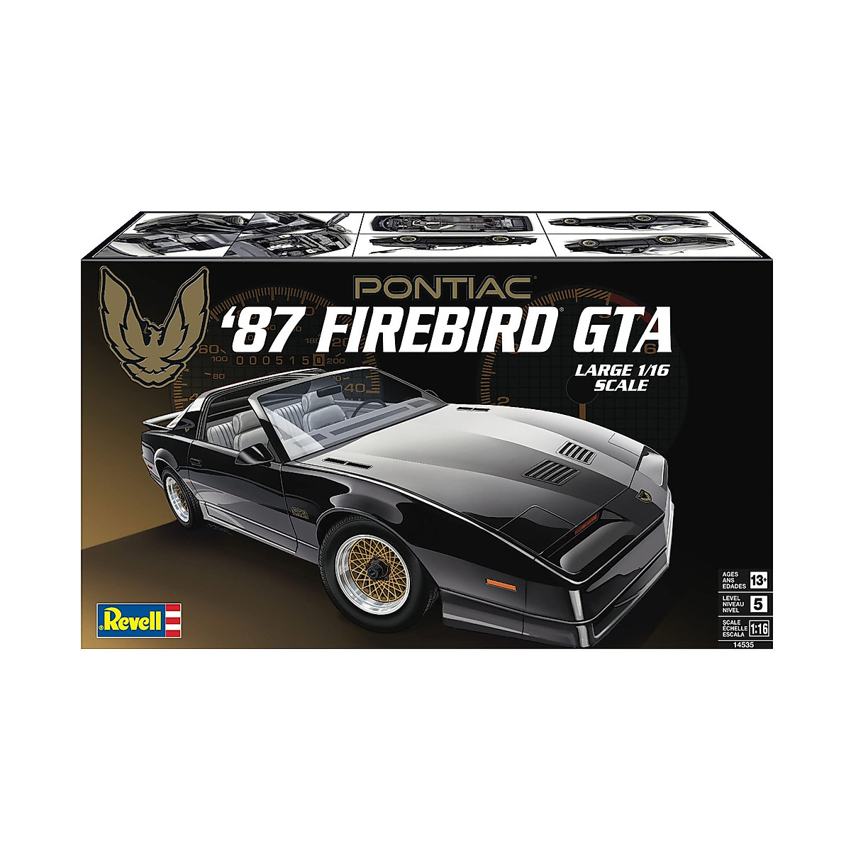 Revell 14535 '87 Pontiac Firebird GTA 1:16 Scale 144-Piece Skill Level 5 Model Car Building Kit White
