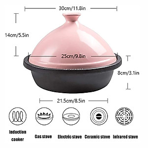 30cm Moroccan Tagine, with Lid, Non-Stick Enameled Cast Iron Soup Pot, for Different Cooking Styles - Cooking Healthy Food,Green