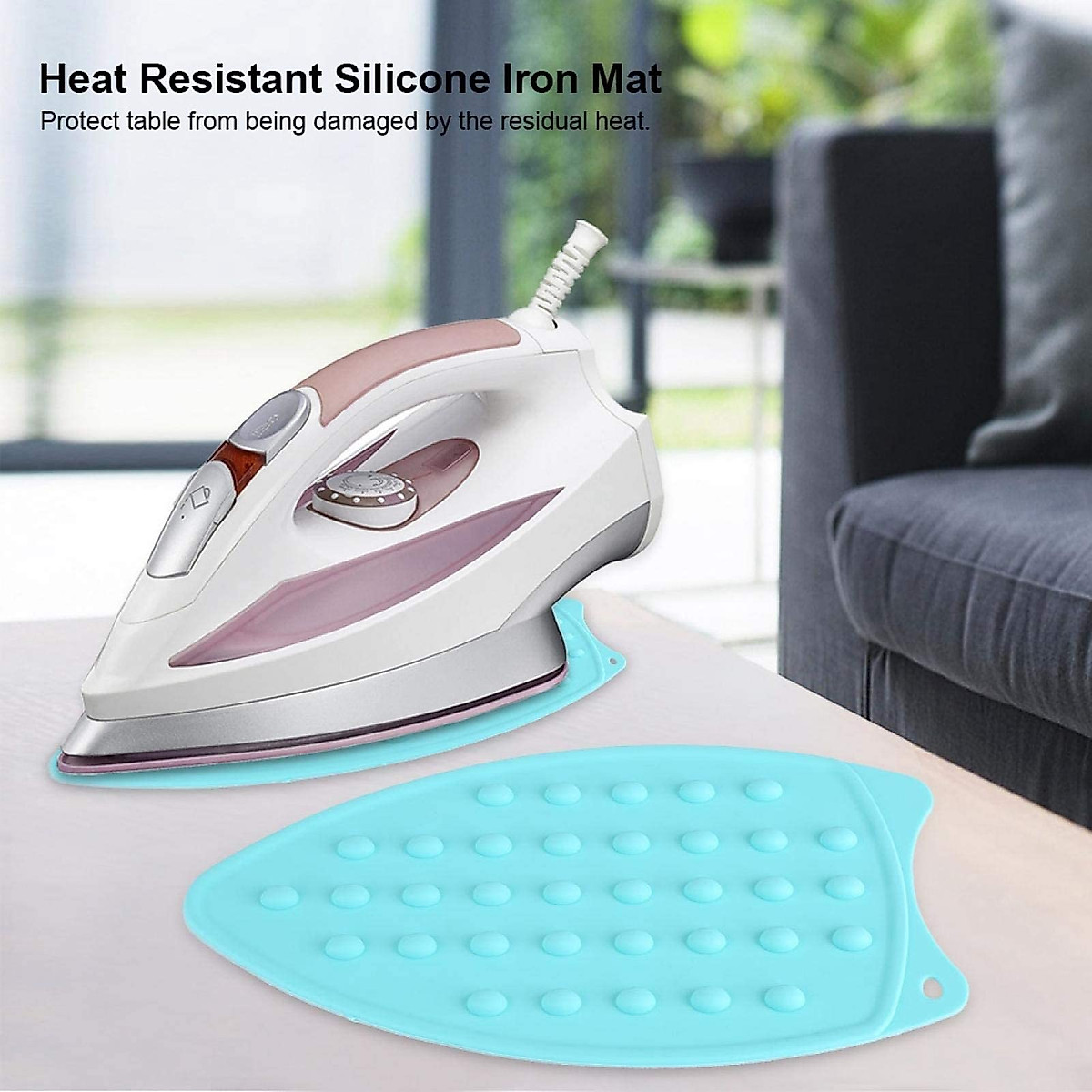 HERCHR Silicone Ironing Rest Pad, Large Portable Ironing Mat Iron Accessories for Ironing Board, Sewing, Curling Irons, Flat Irons, Straightener(Green)
