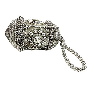 Women/Girl Bridal Party Bag Clutch Handmade metal Potali Handbag purse Hand clutch fully beaded Crystal Rhinestones (Silver)