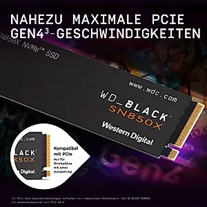 WD_BLACK 1TB SN850X NVMe Internal Gaming SSD Solid State Drive - Gen4 PCIe, M.2 2280, Up to 7,300 MB/s - WDS100T2X0E