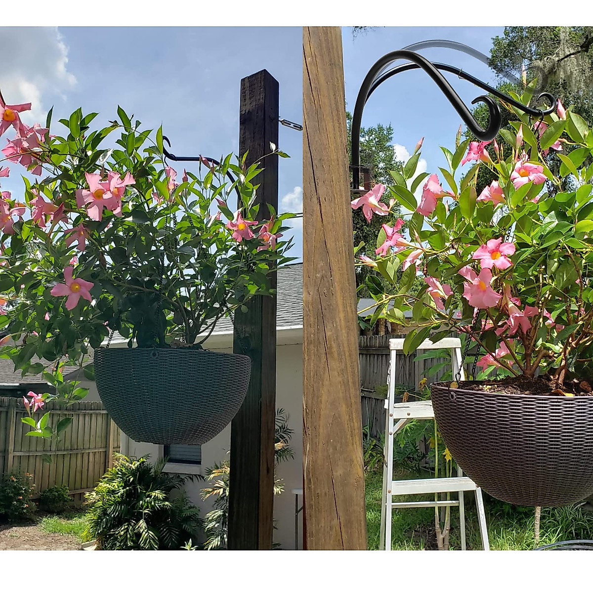 Maosen 16 Inch Swivel Plant Hangers Outdoor - 2 Pack Black Iron Plant Hanging Hook Bracket for Flowers Baskets Planter Pots Bird Feeder Lanterns Wind Chimes