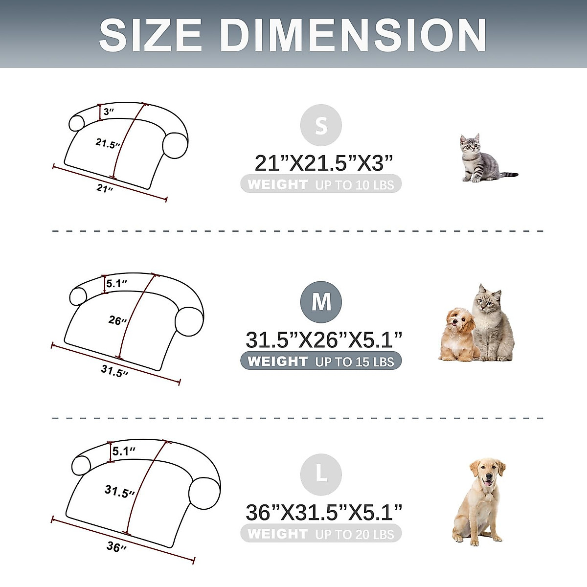 Tinaco Luxurious Calming Dogs/Cats Bed Mats, Washable Removable Couch Cover, Plush Long Fur Mat for Pets, Waterproof Lining, Perfect for Small, Medium and Large Dogs and Cats (Gradient Gray, M)