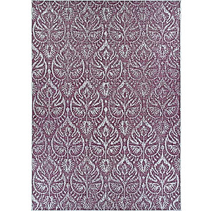 Couristan Marseille Cassis Indoor/Outdoor Area Rug, 2' x 3'7", Plum-Ivory