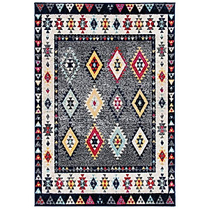 SAFAVIEH Adirondack Collection 8' x 10' Grey/Ivory ADR270F Boho Tribal Non-Shedding Living Room Bedroom Dining Home Office Area Rug
