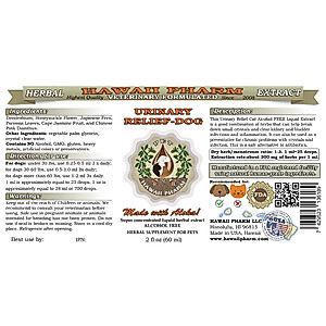 HawaiiPharm Urinary Relief-Dog, Veterinary Natural Alcohol-Free Liquid Extract, Pet Herbal Supplement 2 oz