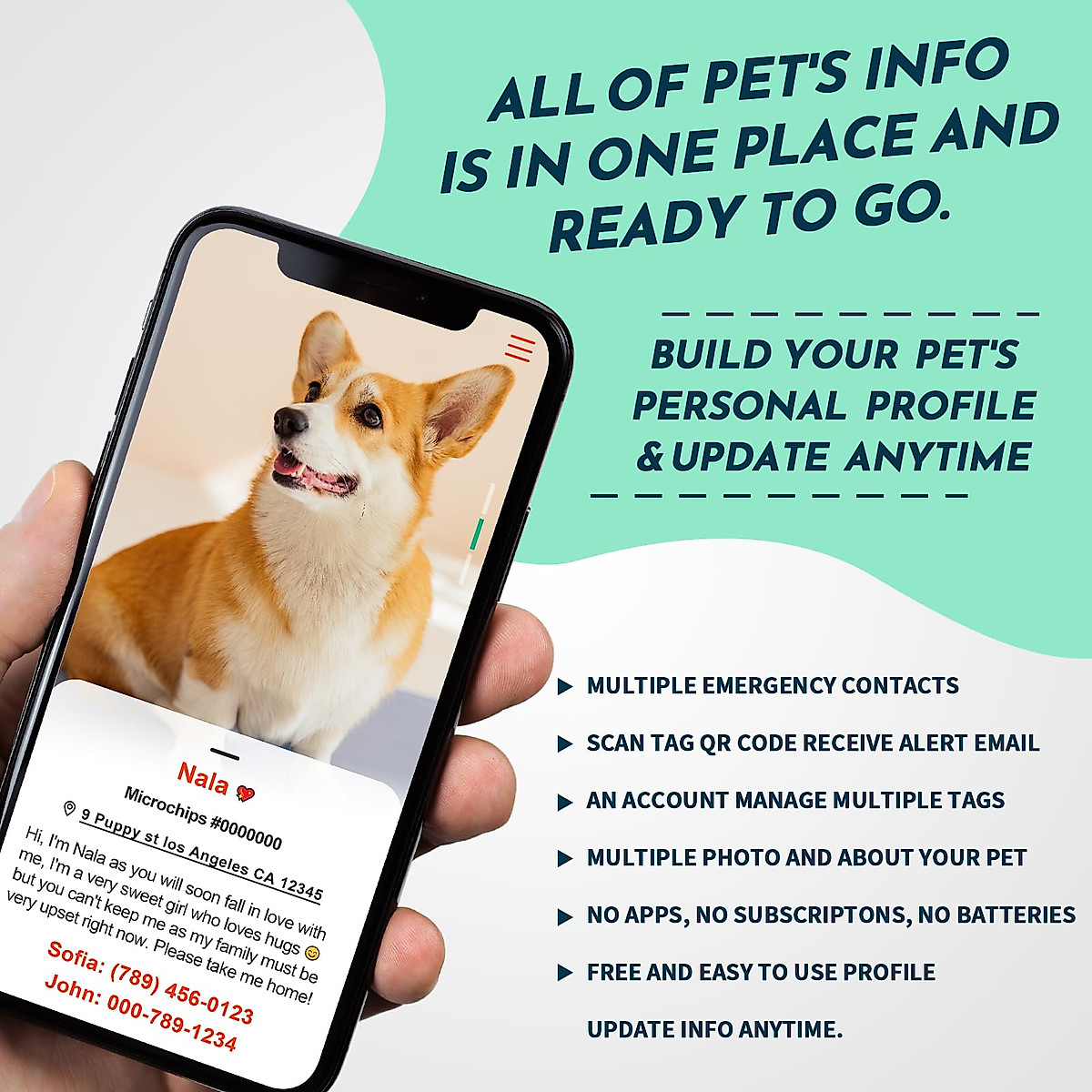 MYLUCKYTAG QR Code Stainless Steel Pet ID Tag Personalized Dog Tag, Online Pet Profile, Pet Location Alert Email, Digital Pet Tag, Durable Pet ID, Dog Collar Tag, Engraved Pet Tag