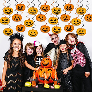 60PCS Halloween Pumpkin Party Swirls Decorations Little Pumpkin Hanging Swirls Black Orange Halloween Ceiling Hanging Decor Supplies for Halloween Party Birthday Pumpkin Theme Party Favors