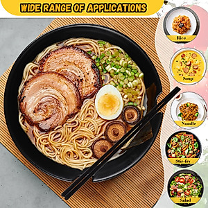 Didaey 4 Sets Japanese Ramen Bowl Set 37 oz Black Melamine Large Ramen Noodle Bowl Asian Chinese Korean Miso Soup Bowl with Spoons Chopsticks Saucers and Chopsticks Holders for Pho Udon Thai Soba