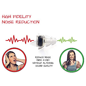 EarTekPro High-Fidelity Concert Earplugs Reusable Noise-Reduction Ear Plugs Set with Two Sizes Included - For Rave, Live Music, Festivals, Marching Bands, Loud Events, Fitness Classes