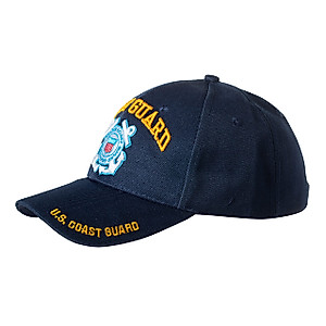 United States Coast Guard Emblem Blue Embroidered Adjustable Baseball Cap (Blue Standard)
