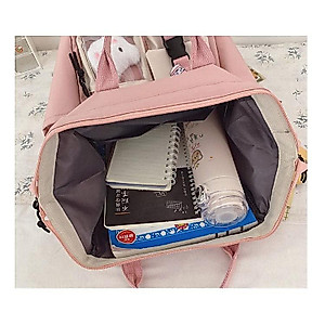 HIDRUO Kawaii Aesthetic Backpack with Cute Accessories Large Capacity Multi-pocket Girl School Bag Rucksack (Purple)