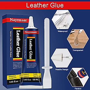 Nayrmaer Leather Glue, Special Fabric Glue Permanent Clear Washable for Bonding Between Leather and Leather, Leather and Substrates of Different Materials (Leather glue-001)