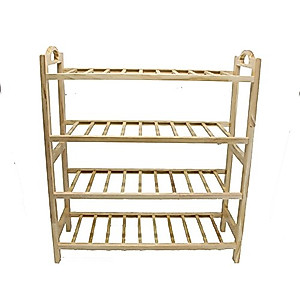 FixtureDisplays® Wood Shoe Rack Flower Plant Display Stand Reading Room Book Cart Storage Organizer 4-Shelf 15918