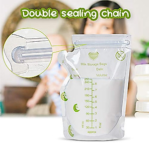 Breastmilk Storage Bags 110 Count 8 OZ 250ML Milk Freezer Bags for Breastfeeding Milk Storage Bag Leak Proof Double Zipper Seal